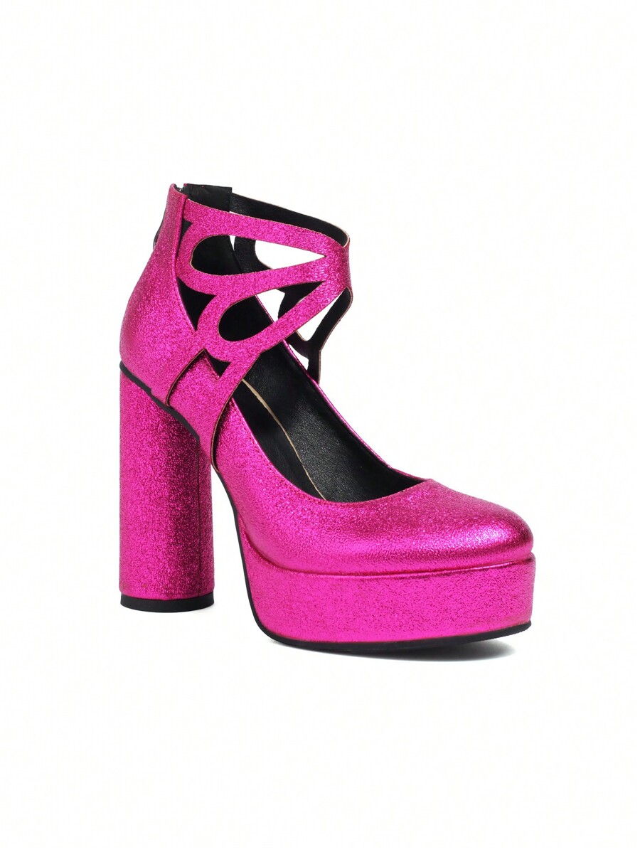 Round Toe Thick Heel Shoes 2024 Latest Fashion Platform Ultra-High ...