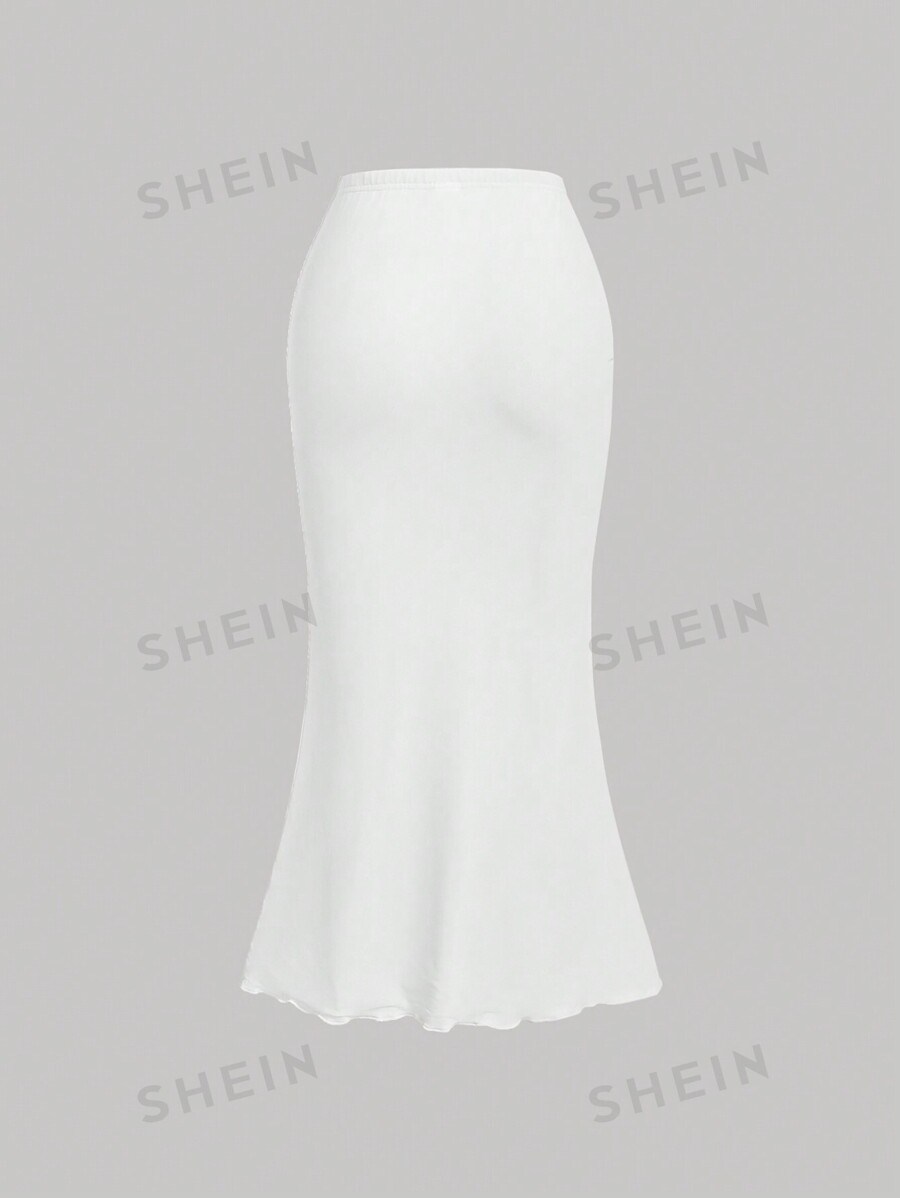 SHEIN MOD Women's White Asymmetric Diagonal Segmentation High Slit ...