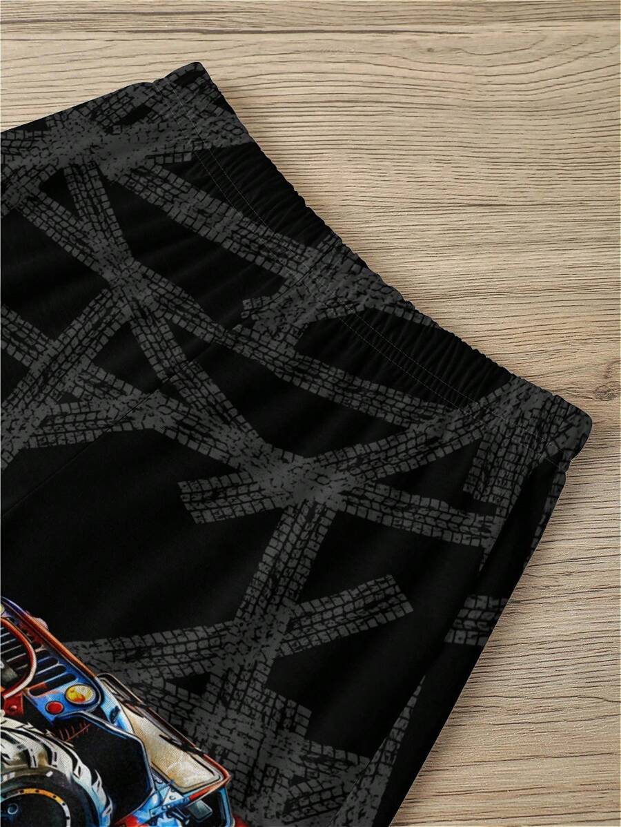 Race, Track, And Young Boys" Casual And Simple Car Pattern Short Sleeve ...