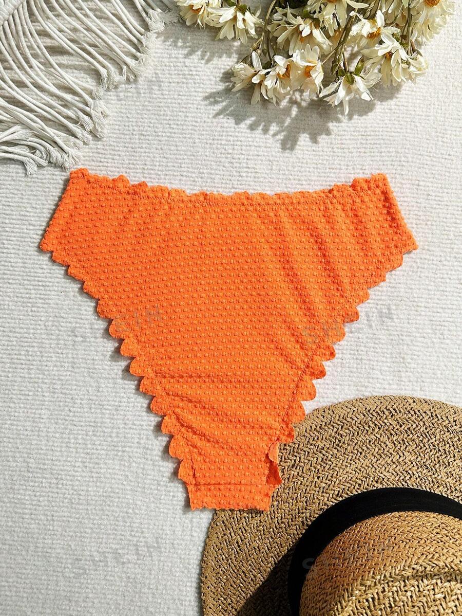Shein Swim Vcay Parte Inferior De Maiô Bikini Minimalista De Cor Sólida
