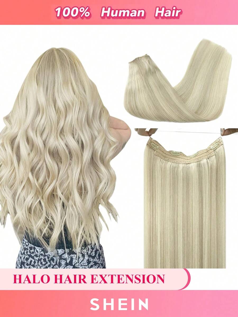 Halo Invisible Wire Human Hair Extensions With Transparent Headband ...
