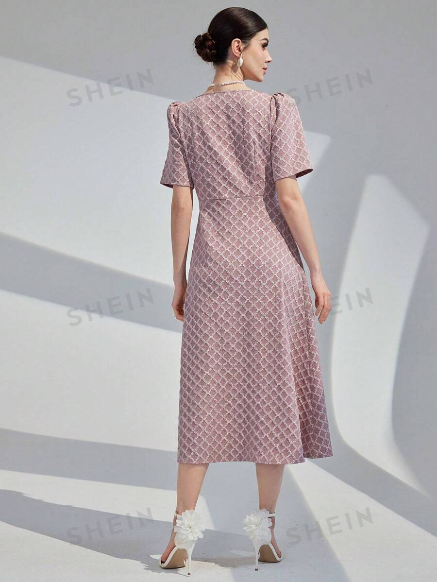 SHEIN Modely Mujeres de moda vestido estampado de diamantes y cuadros ...