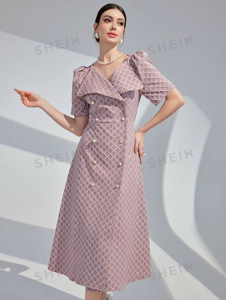 SHEIN Modely Mujeres de moda vestido estampado de diamantes y cuadros ...