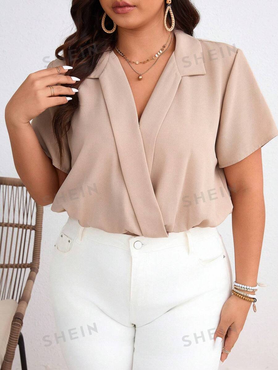 SHEIN Frenchy Body Tamanho Grande de Manga Curta Solta para Uso Casual ...