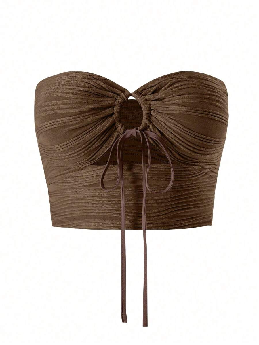 Lunelith SHEIN Lunessa Drawstring Ruched Bustier Crop Tube Top | SHEIN USA