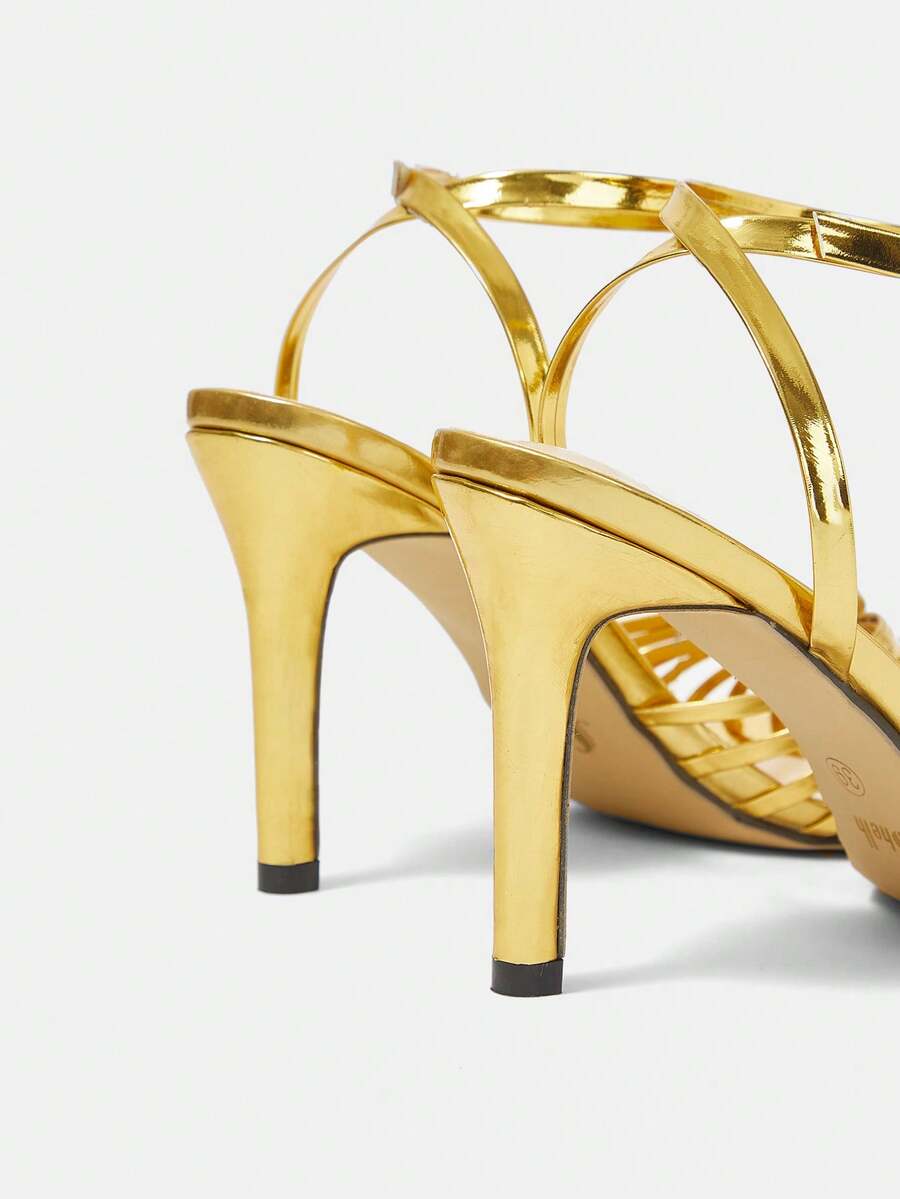CUCCOO SZL Fashionable Gold-Colored Women's High-Heeled Sandals With ...