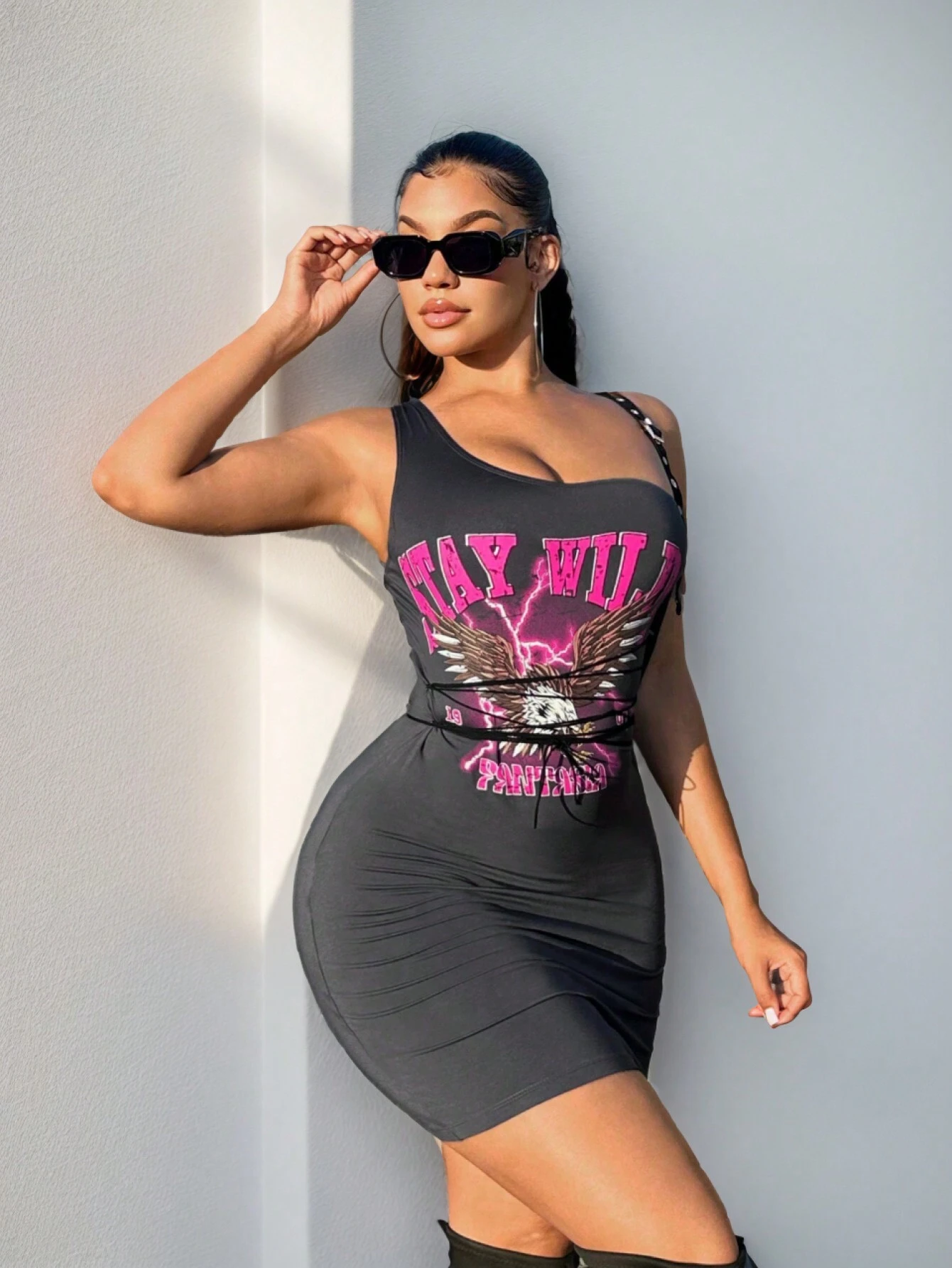 SHEIN SXY Concert Music Festival Outfits Eagle & Letter Print Street ...