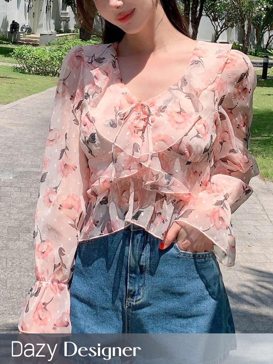 Dazy Designer Women's Thin And Translucent Floral Embroidery Lace Edge ...