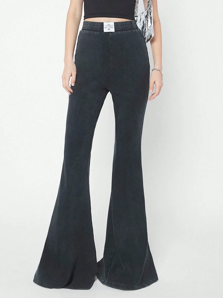SHEIN EZwear Extra-Long High Waist Colored Flare Pants, And Streetwear ...