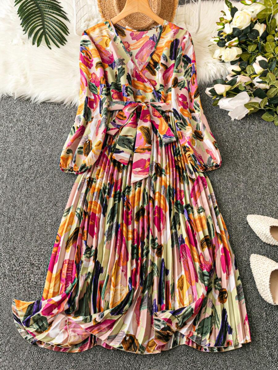 SHEIN Clasi Plus Size Women\ Spring And Summer Floral Printed Lantern ...