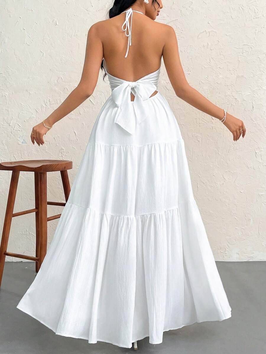 Firerie Women's Romantic Floral Printed Beach Vacation Halter V-Neck ...