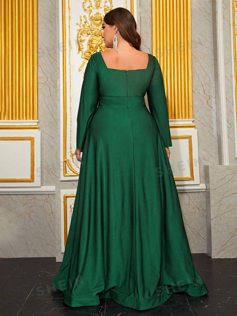 Giffniseti Women Plus Size Dance Party Evening Dress Square Neck Long ...