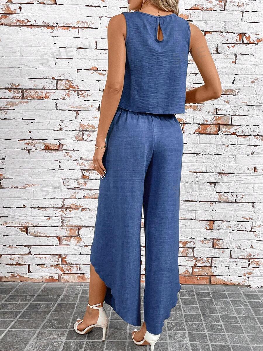 SHEIN Clasi Loose And Elegant Two-Piece Set With Overlapping Wide ...