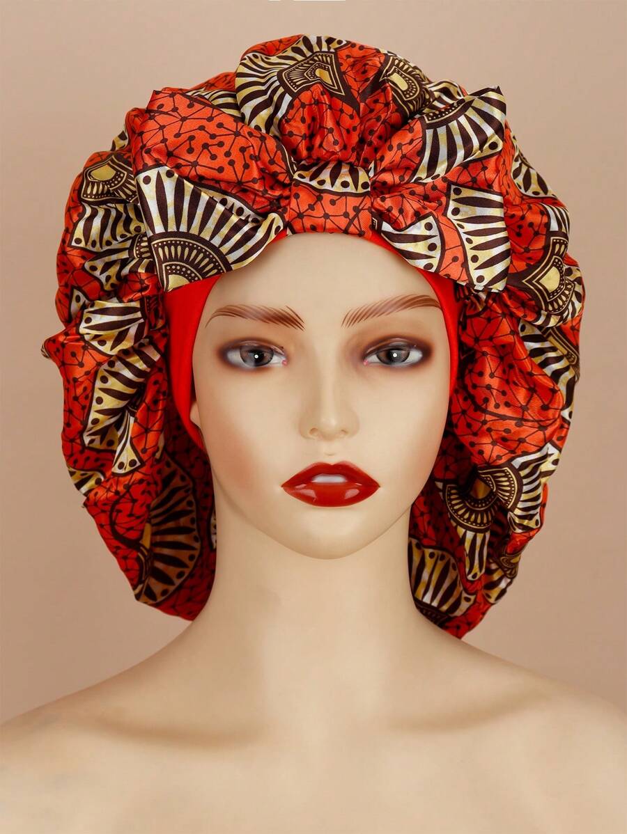 1pc Oversized African Printed Wide Brim Sleep Cap Bonnet Hair Bonnet ...