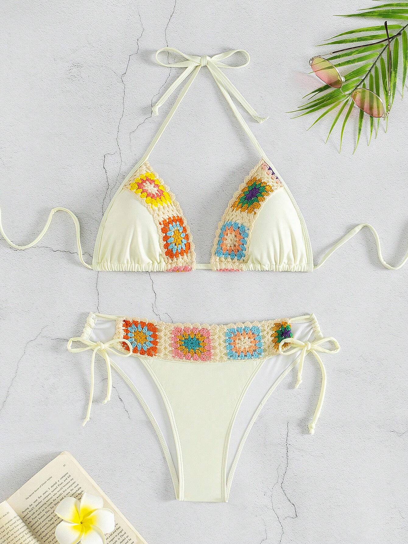 SHEIN Swim Conjunto de biquíni com estampa floral para mulheres com ...