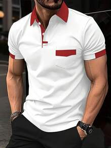 Manfinity Homme Men Stylish Red And White Polo Shirt In Summer | SHEIN USA