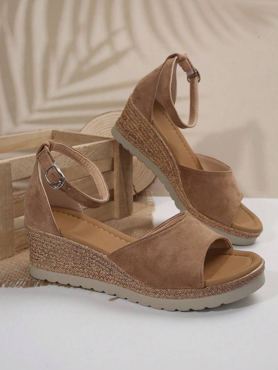 Casual And Stylish Women Peep Toe Wedges With Thick Soles | SHEIN USA
