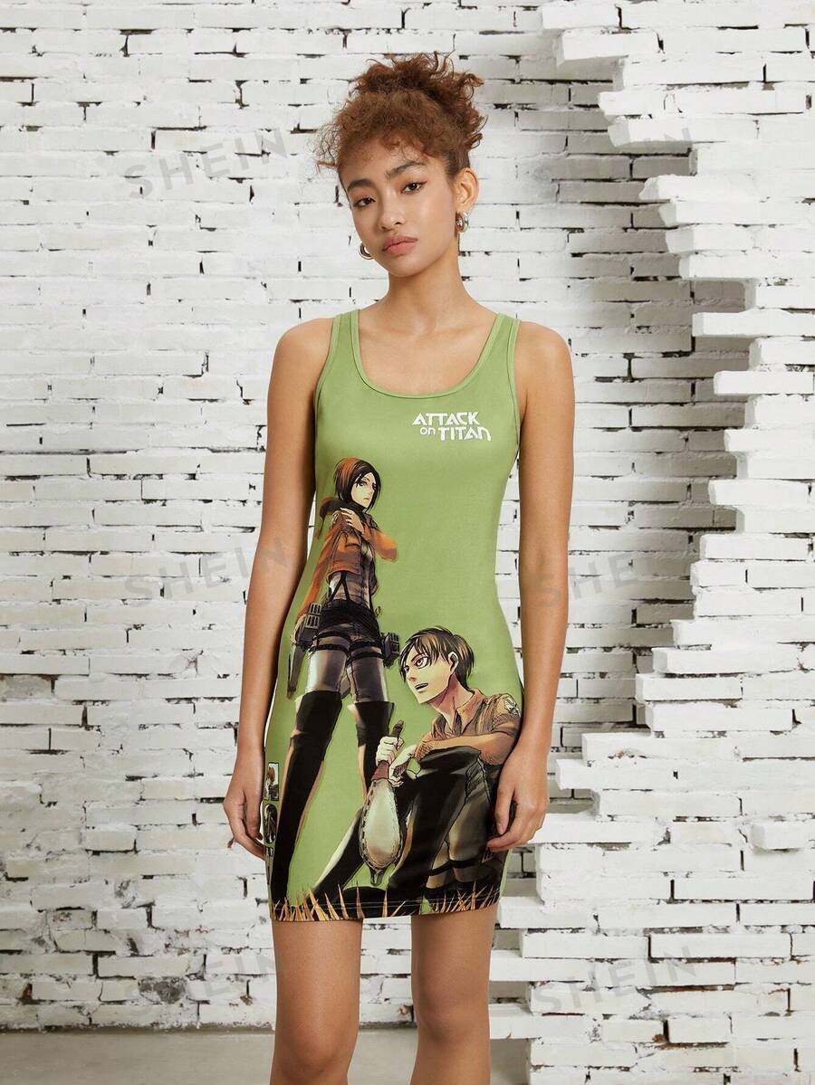 Attack on Titan | SHEIN Women Cartoon Characters And Letter Printed ...