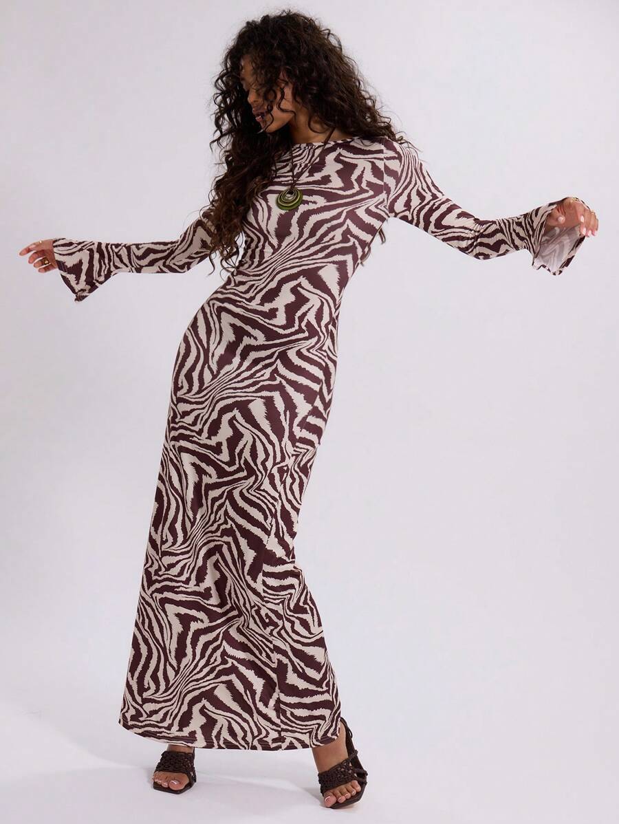 MUSERA Printed Slinky Dress For Summer Wedding Guest, Elegant, Summer ...