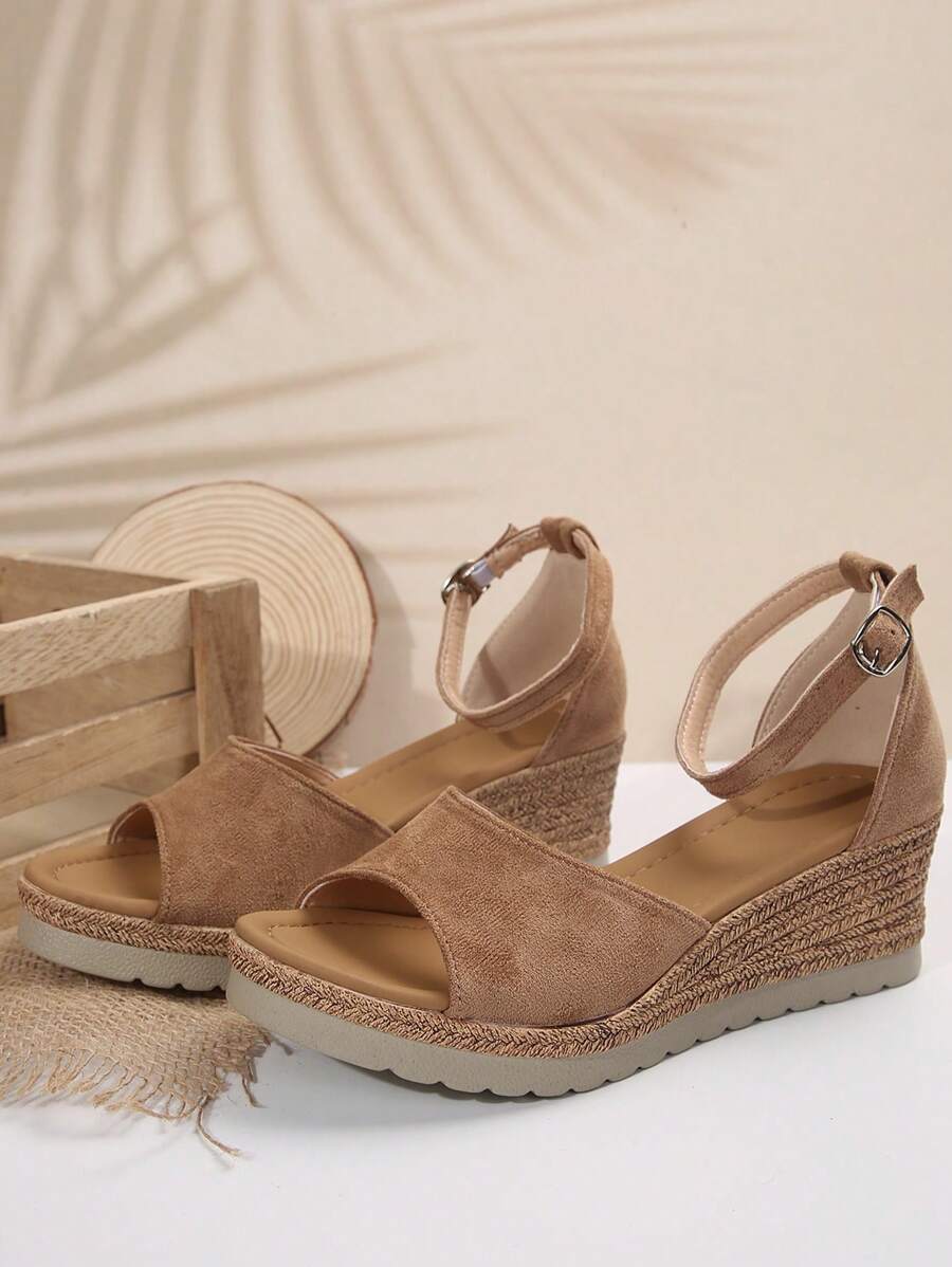Casual And Stylish Women Peep Toe Wedges With Thick Soles | SHEIN USA