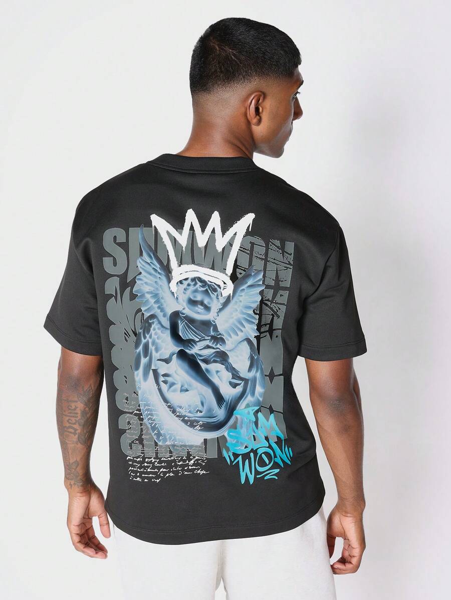 SUMWON Regular Fit Tee With Front And Back Graphic Print | SHEIN USA