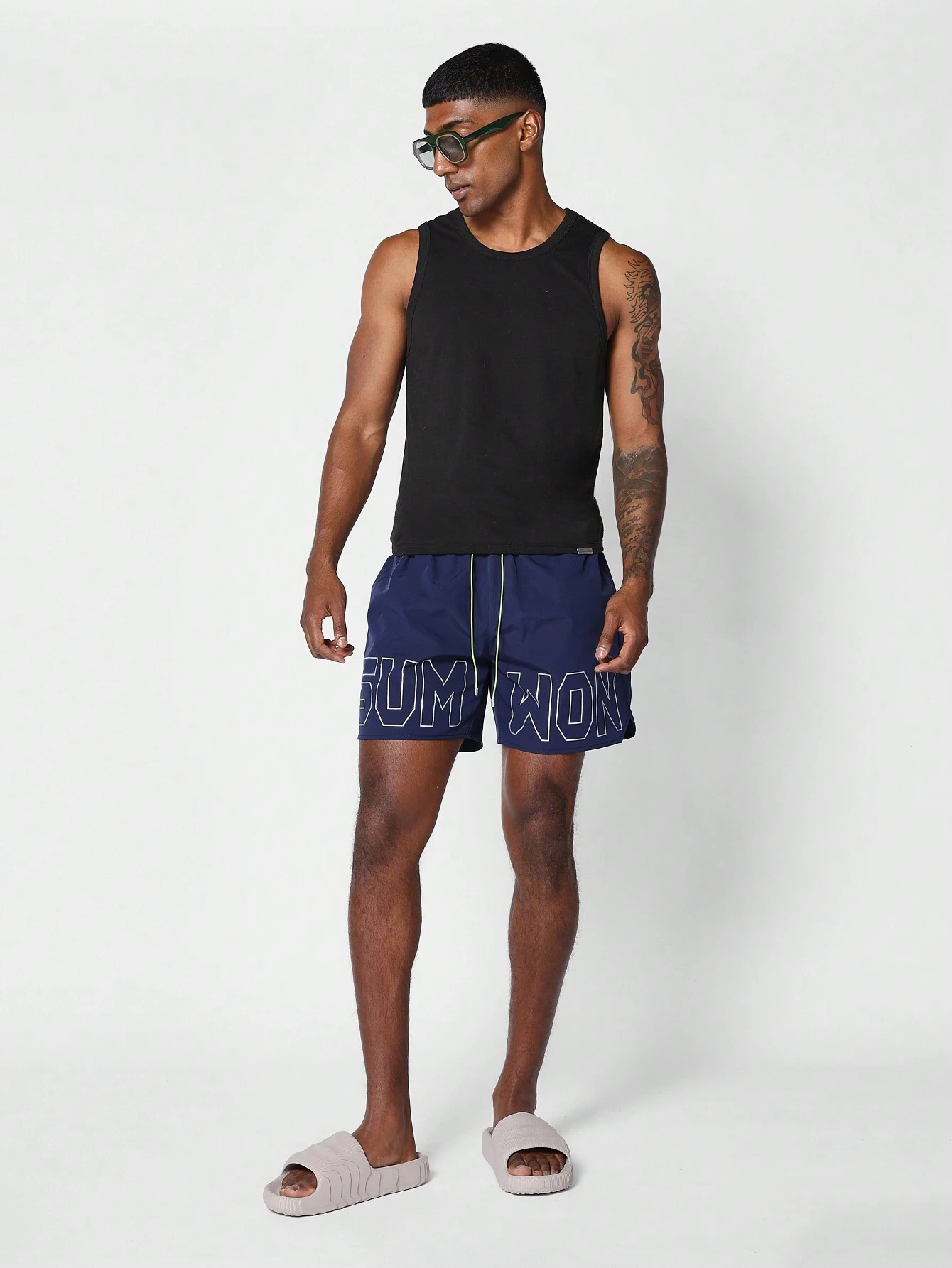 SUMWON Sunga Masculina de Nylon Gráfica Azul | SHEIN Brasil