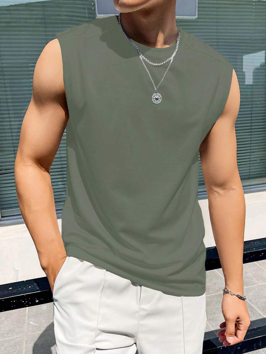 Manfinity Homme Men Solid Color Round Neck Summer Sports Casual Basic Tank Top | SHEIN USA