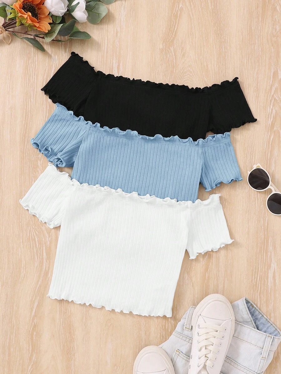 SHEIN Conjunto de 3 camisetas cortas informales de manga corta para ...