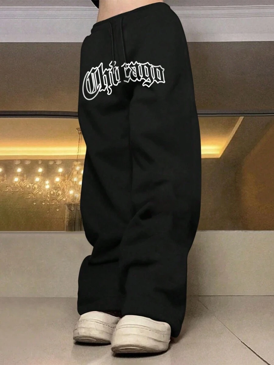 Manfinity EMRG Men Loose Slogan Graphic Drawstring Waist Sweatpants ...