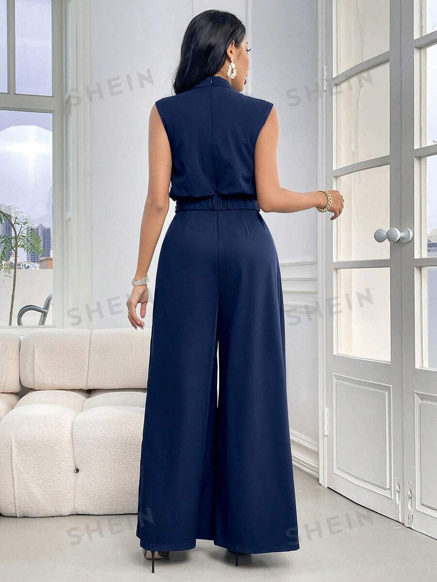 SHEIN Modely Macacão de corrente de cintura decorado com cristais para ...