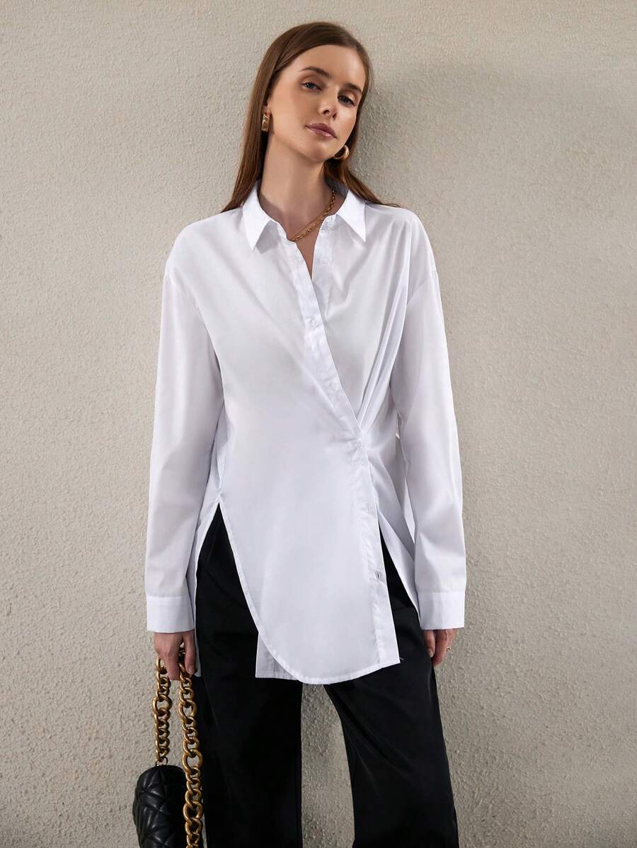 Aveloria Modichic Women Commuter Shirt With Criss-Cross Design, Office ...