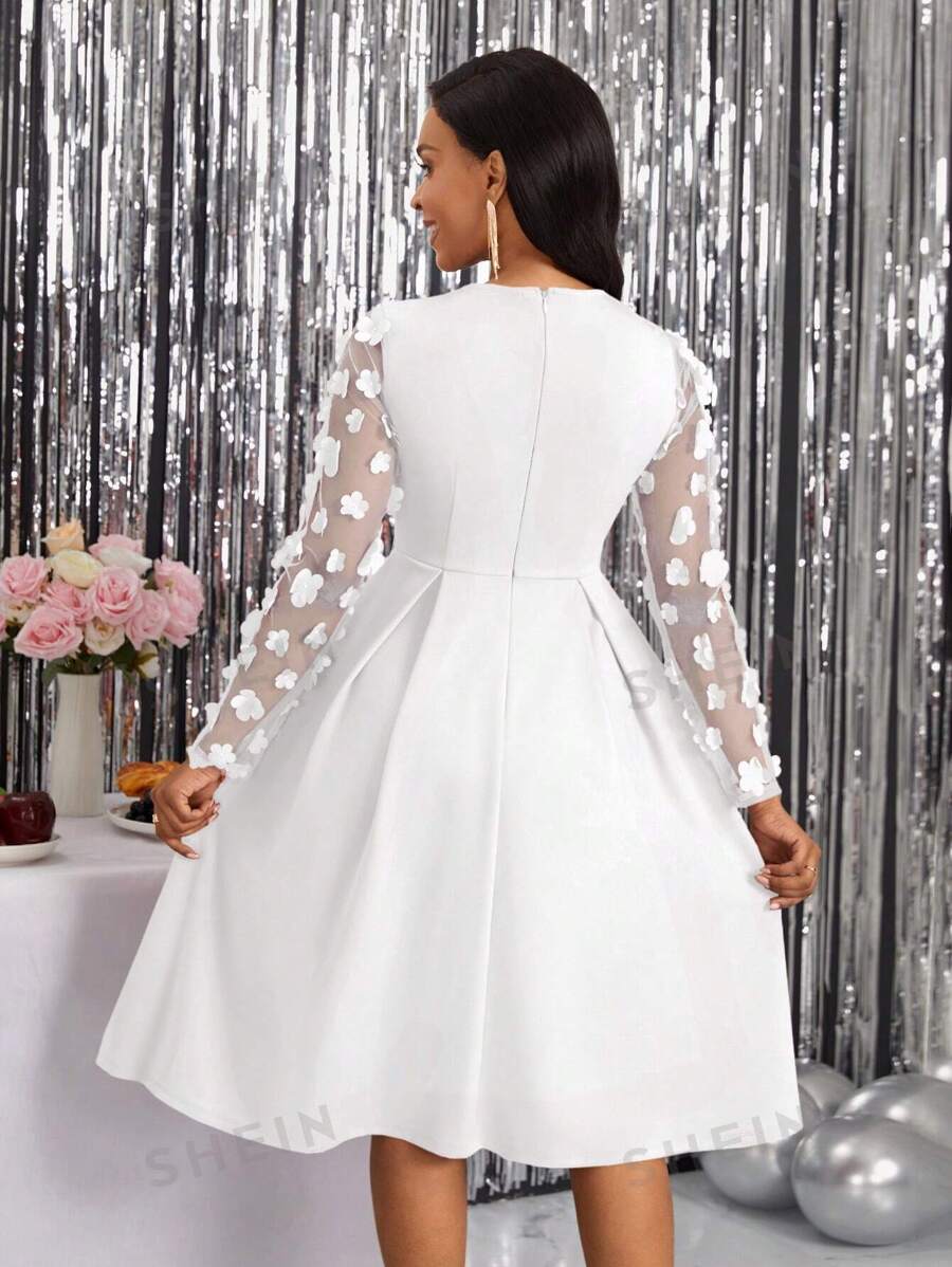 SHEIN Lady Women Elegant Dress With 3D Flower Decoration Church Dress | SHEIN UK