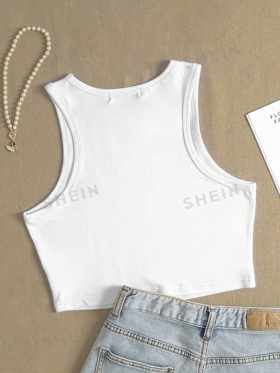 SHEIN Slayr Women Cutout Printed Tight-Fitting Crop Top Summer Casual ...
