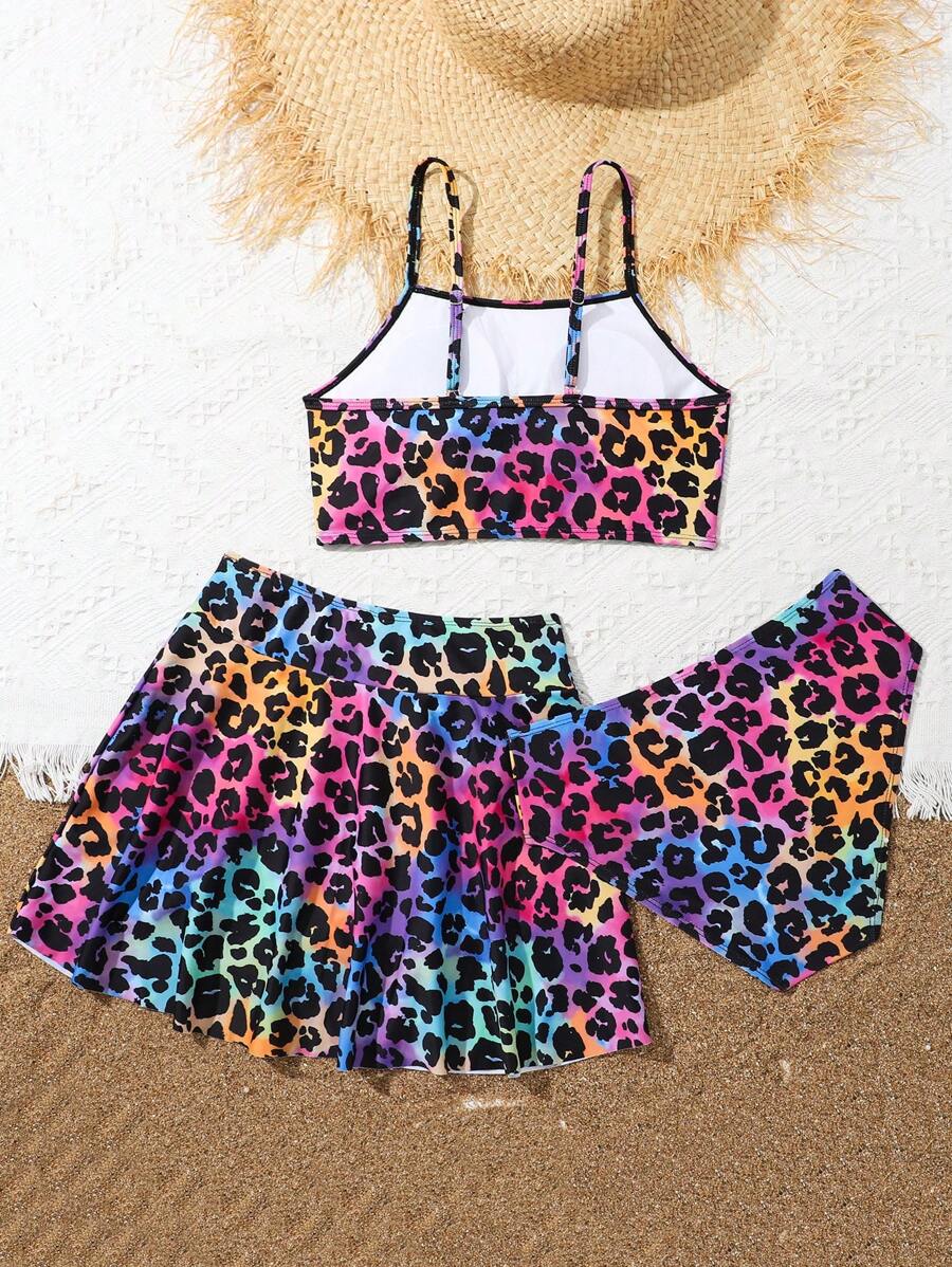 Tween Girl Leopard Print Stylish Bikini Set With Swimwear, Bikini Set ...