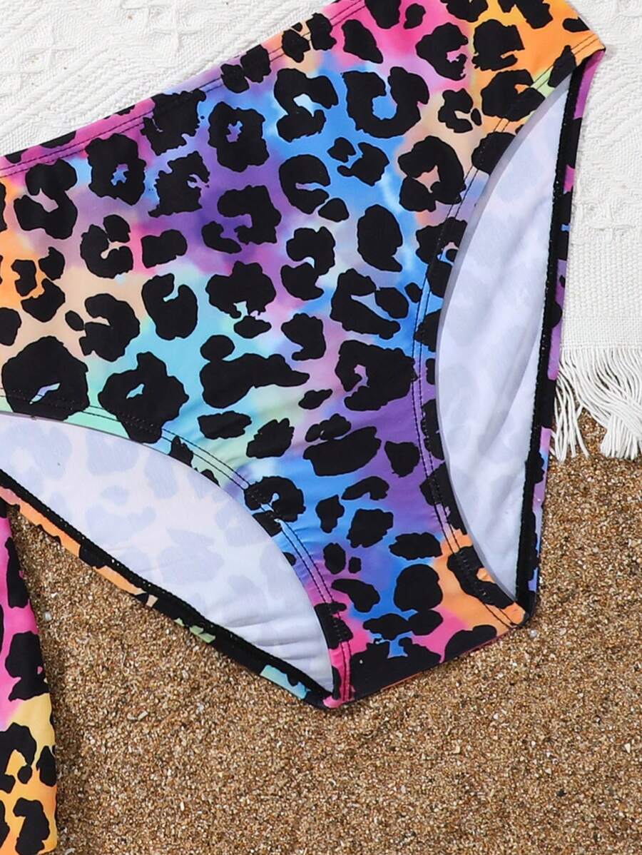 Tween Girl Leopard Print Stylish Bikini Set With Swimwear, Bikini Set ...