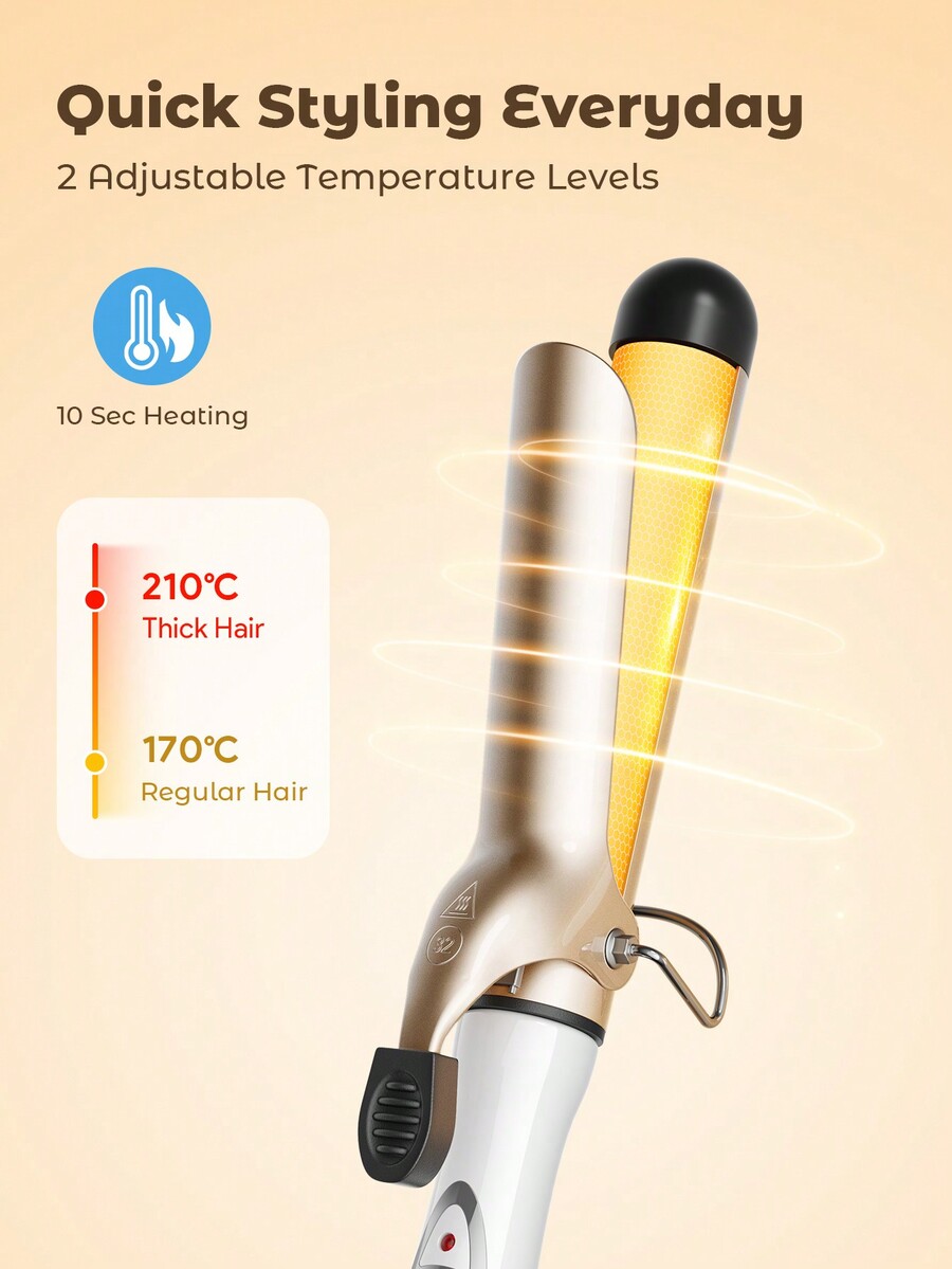 Teckwe Curling Iron,32mm Barrel Produces Classic Curls Power Cord 360 ...