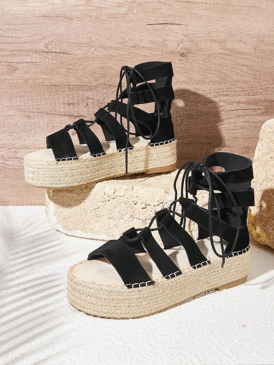 Styleloop Women'S Black Wedge Heel Platform Sandals For Versatile ...