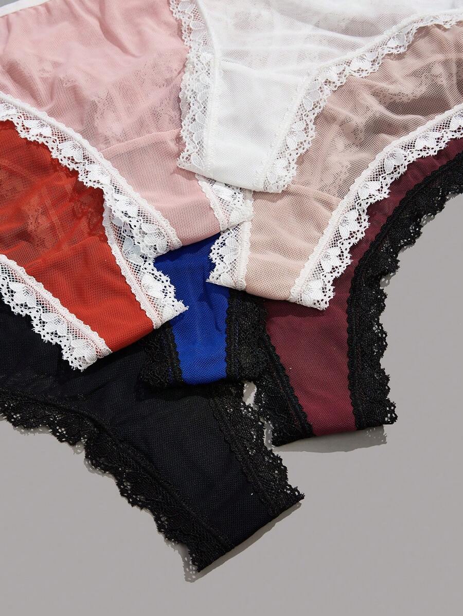 Ensemble de 7 pièces de strings sexy pour femmes en dentelle contrastée ...