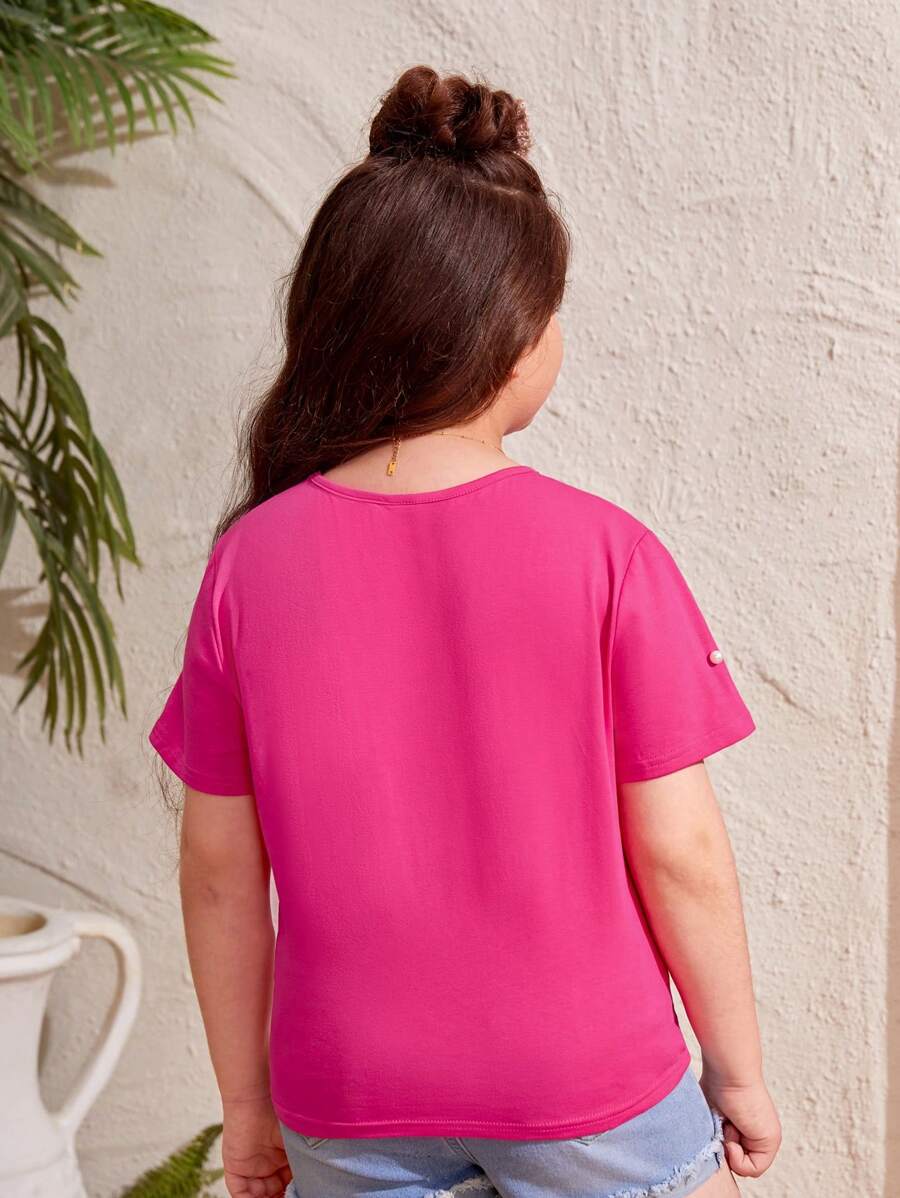 SHEIN Tween Girl Extended Size Loose Fit Casual Twisted Hem Computer ...