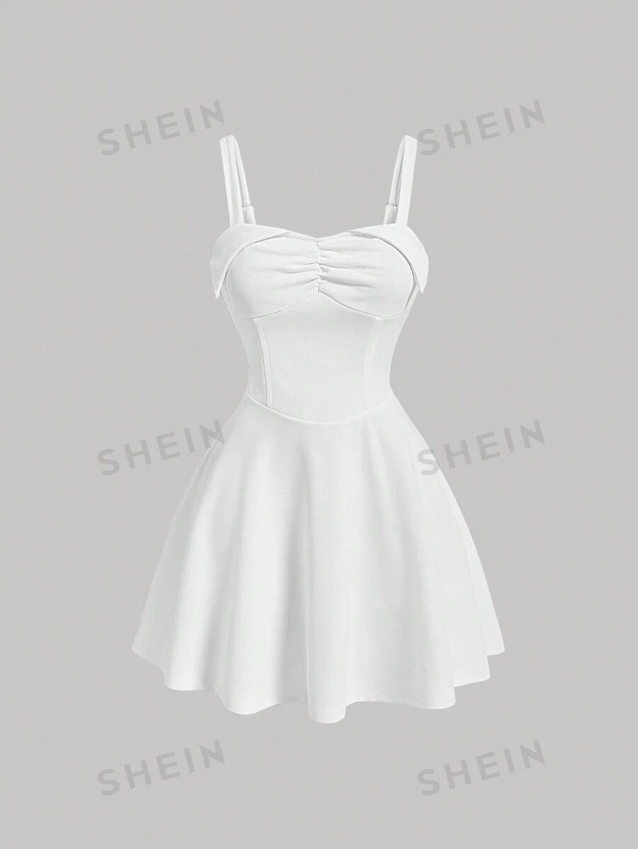 SHEIN MOD Women White Dress With Turn-Down Collar And Elegant Style ...