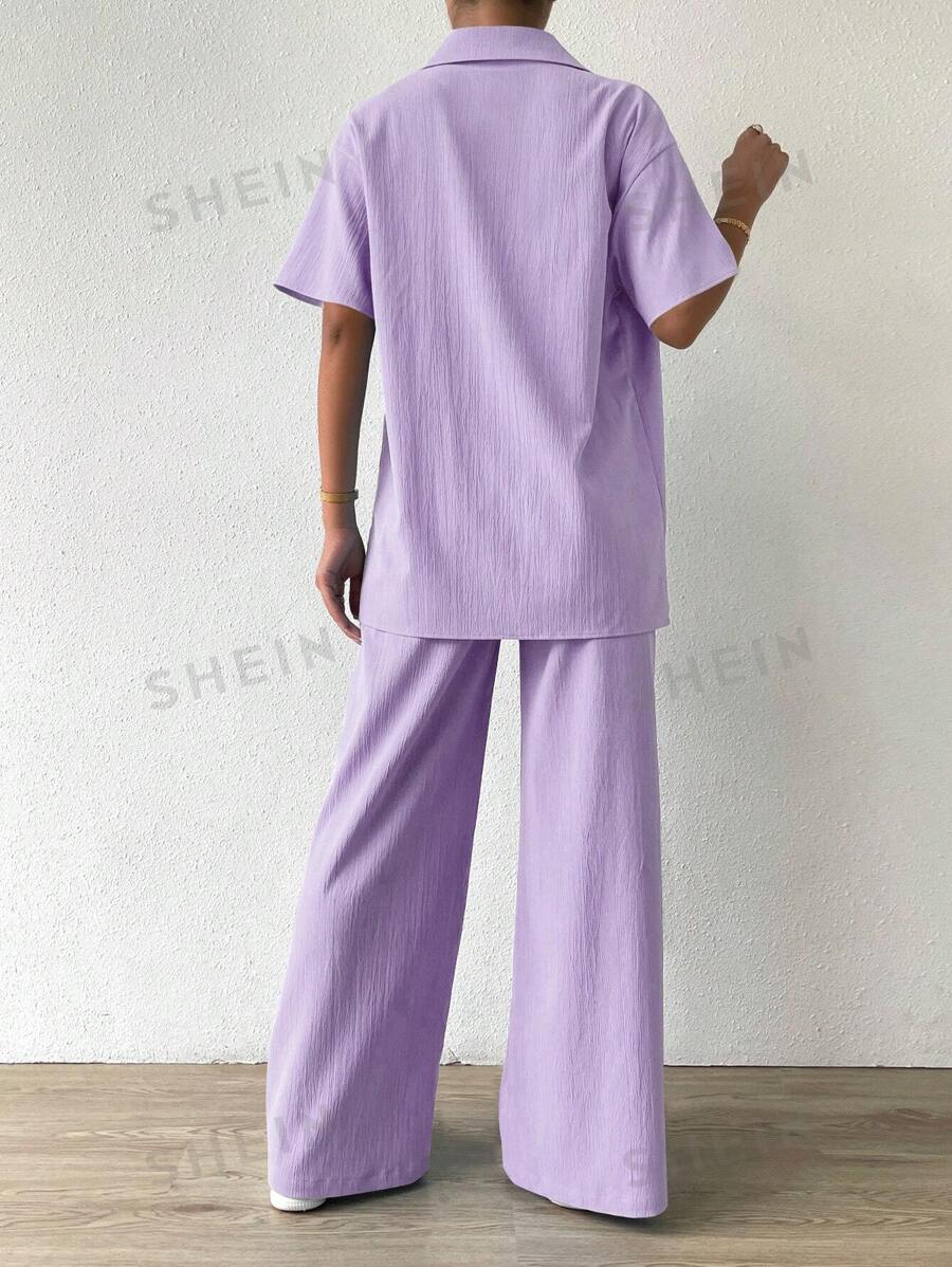 SHEIN Relaxiva Conjunto de duas peças para mulheres, Camisa solta de ...