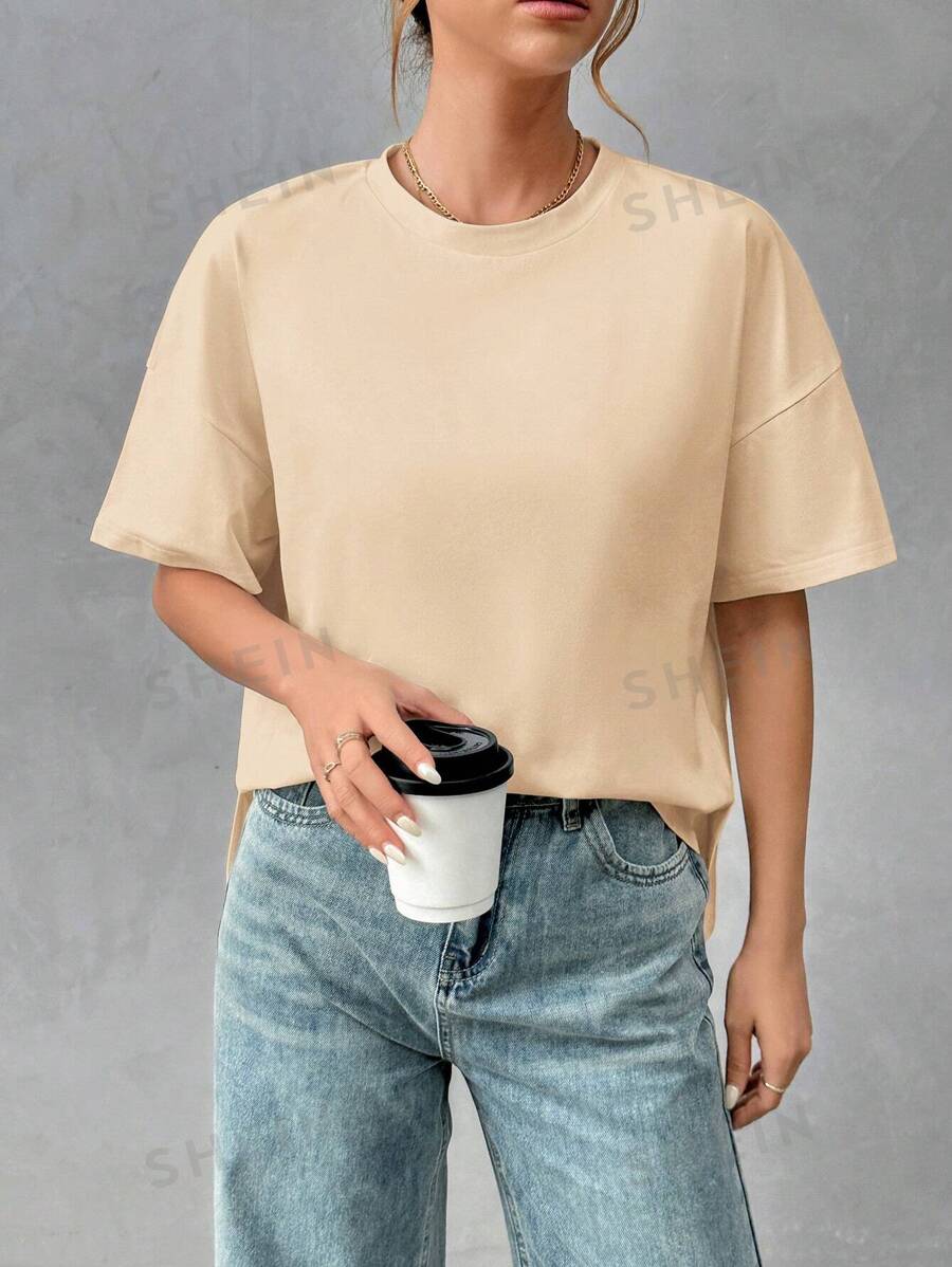 SHEIN Essnce Women Basic Front Short Back Long T-Shirt | SHEIN USA