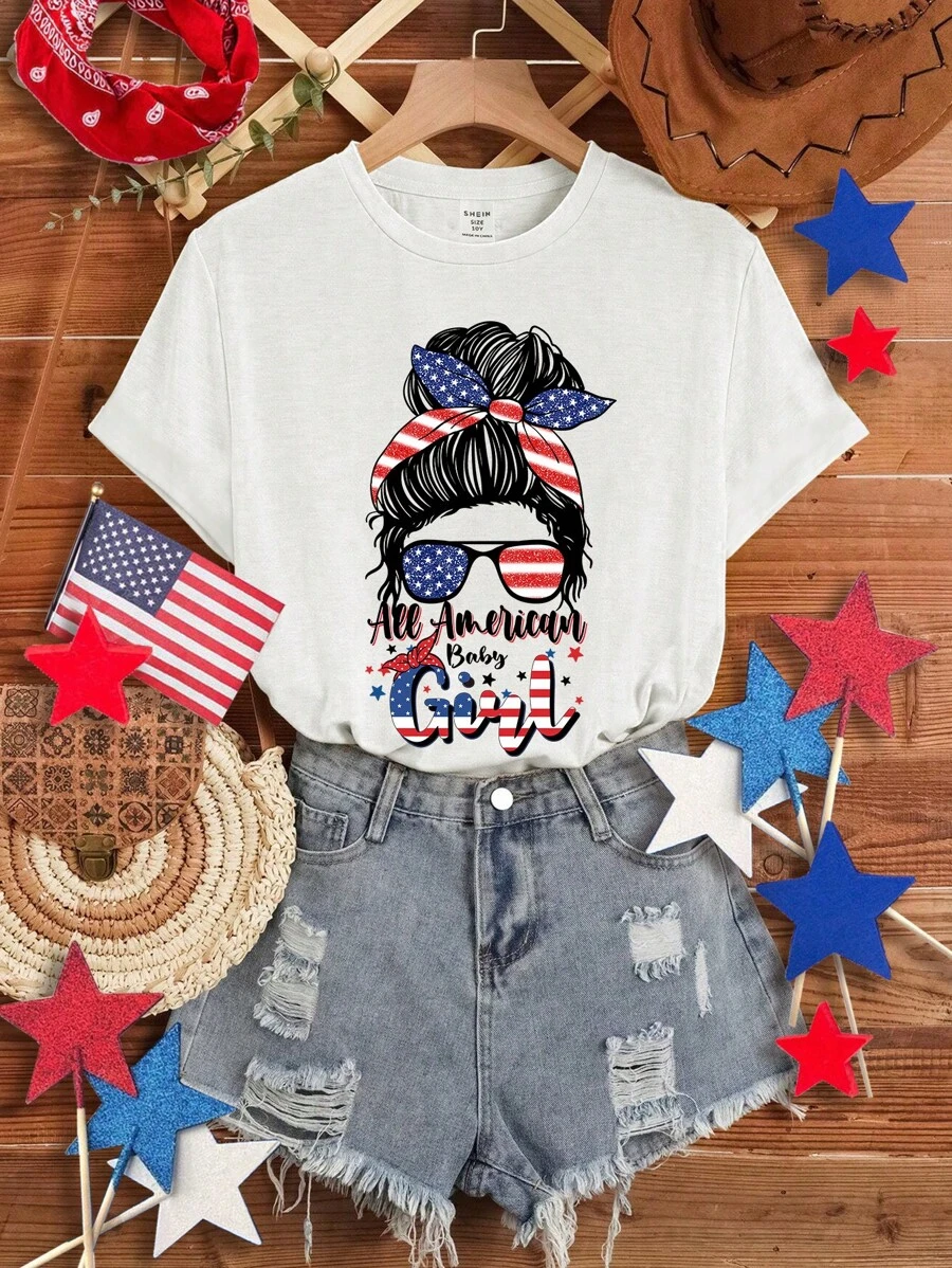 All American Girl 4th Of July Shirt, Independence Day Shirt, Tween ...