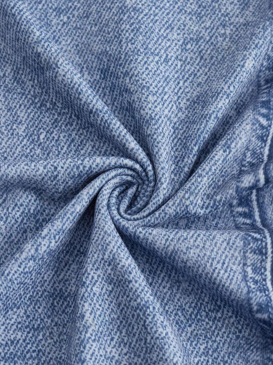 SHEIN Essnce Strapless Kpop Women's Summer Denim Effect Slim Fit ...