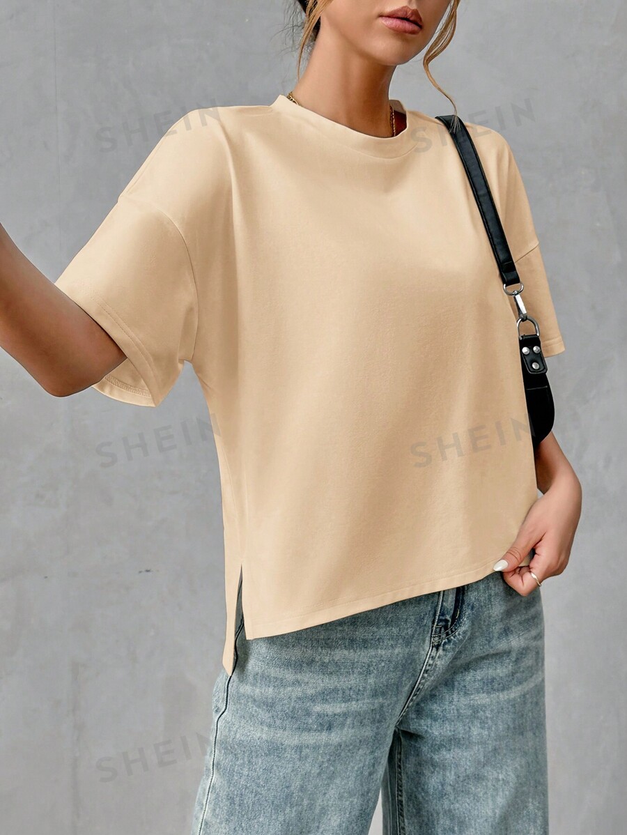 SHEIN Essnce Women Basic Front Short Back Long T-Shirt | SHEIN USA