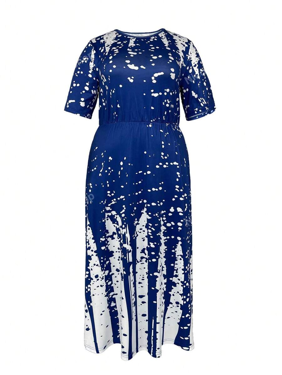 Plus Size Colorblock Slant Pocket Round Neck Short Sleeve Casual Summer ...