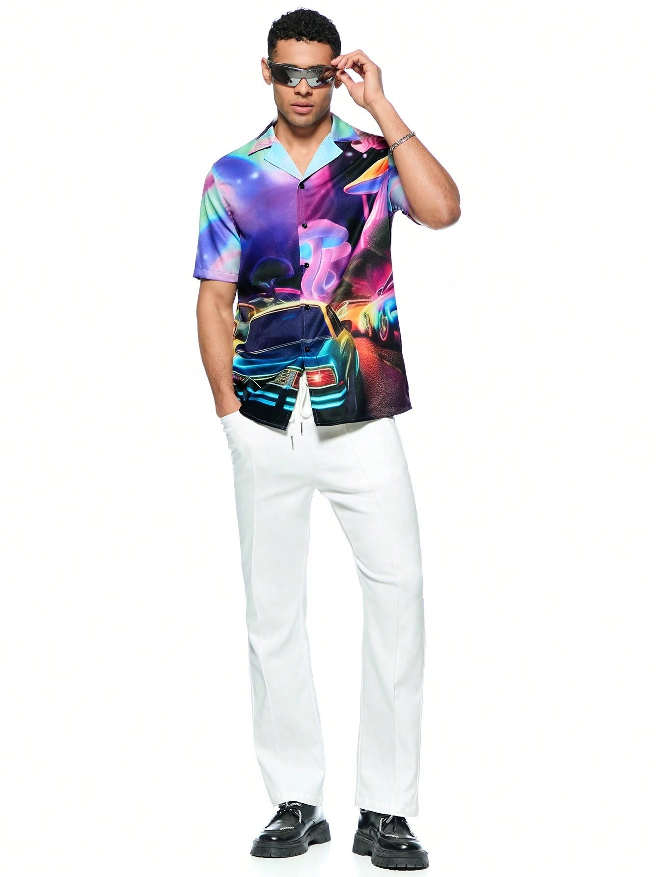 Forever 21 Men's Loose Shirt In Psychedelic Graphic Print | SHEIN USA