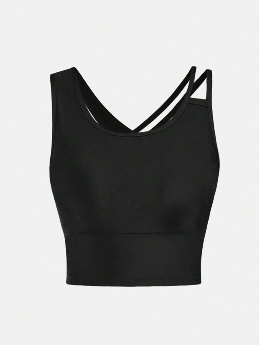 SHEIN Teen Girl Crossed Straps Hollow Out Yoga Top With Backless Design ...
