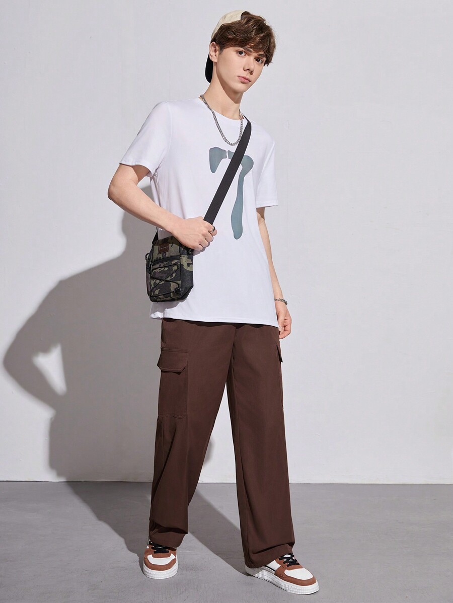 SHEIN Teen Boy Loose Fit Straight Leg Cargo Pants With Multi-Pocket And ...