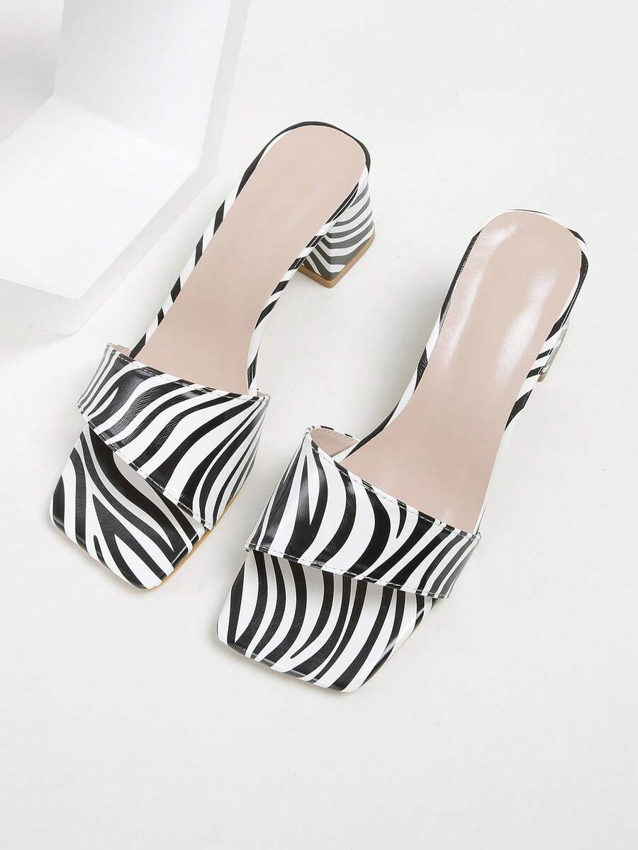 Color-Contrasting High-Heeled Refreshing Striped Women Sandals Mix-And ...